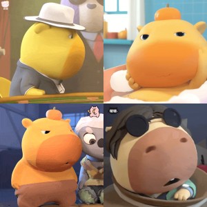 呆萌小河马手持美食，眼神无辜可爱至极 水豚噜噜|黄色河马表情包(新)表情包图片gif动图 - 求表情网,斗图从此不求人!