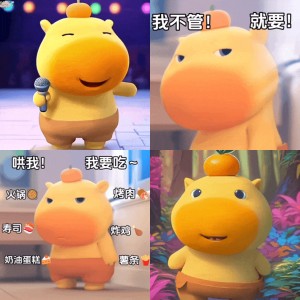 可爱小河马头顶橘子，呆萌模样萌翻众人 表情包丨水豚噜噜表情合集（14）表情包图片gif动图 - 求表情网,斗图从此不求人!