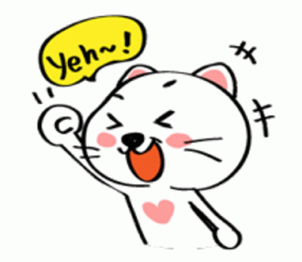 yeh... 可爱猫咪高举手臂，张嘴大喊“yeah”，尽显兴奋激动表情包图片gif动图 - 求表情网,斗图从此不求人!