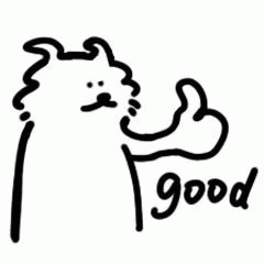 good 黑白线条狗点赞 简笔卡通形象竖大拇指，配文“good”表示肯定表情包图片gif动图 - 求表情网,斗图从此不求人!