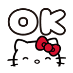 hellokitty表情包 可爱的Hello Kitty带着红蝴蝶结，上方配文“OK”超萌表情包图片gif动图 - 求表情网,斗图从此不求人!