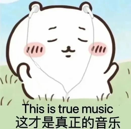 可爱小熊闭眼戴耳机，配文“This is true music”超陶醉 1000个最火的表情包表情包图片gif动图 - 求表情网,斗图从此不求人!
