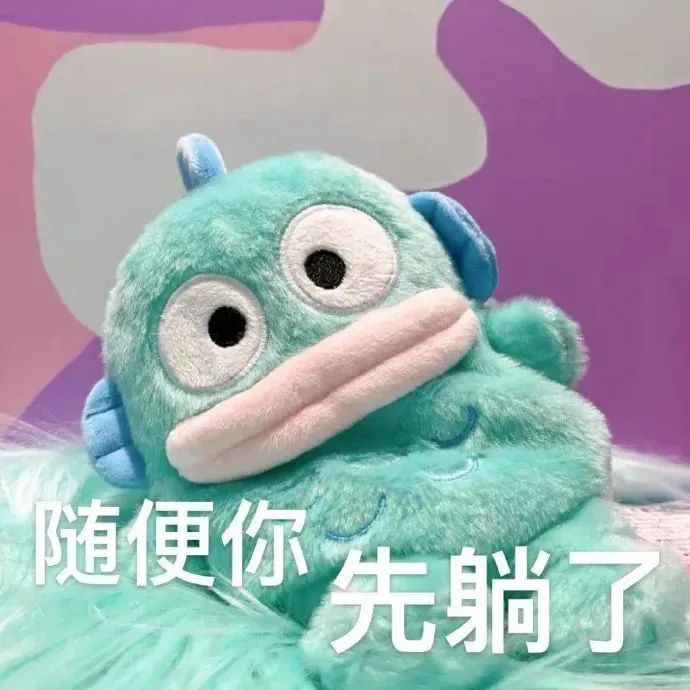 可爱的蓝绿色玩偶一脸无所谓表示“随便你 先躺了” 睡觉表情包｜遇到困难睡大觉表情包图片动图 求表情网斗图从此不求人 2928