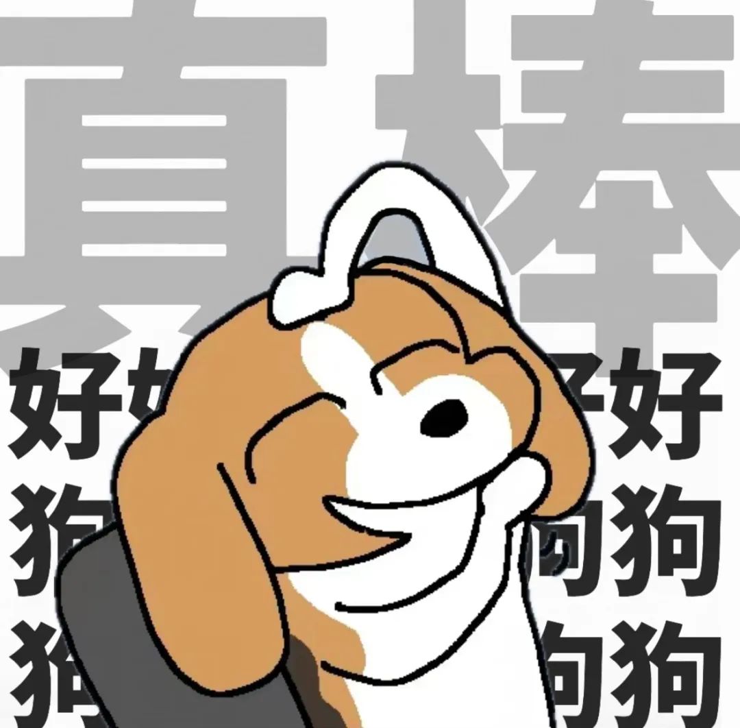 卡通狗狗眯眼笑表情，配文“真棒 好好问狗”，尽显可爱与俏皮 比格狗狗表情包丨V我50表情包图片gif动图 - 求表情网,斗图从此不求人!