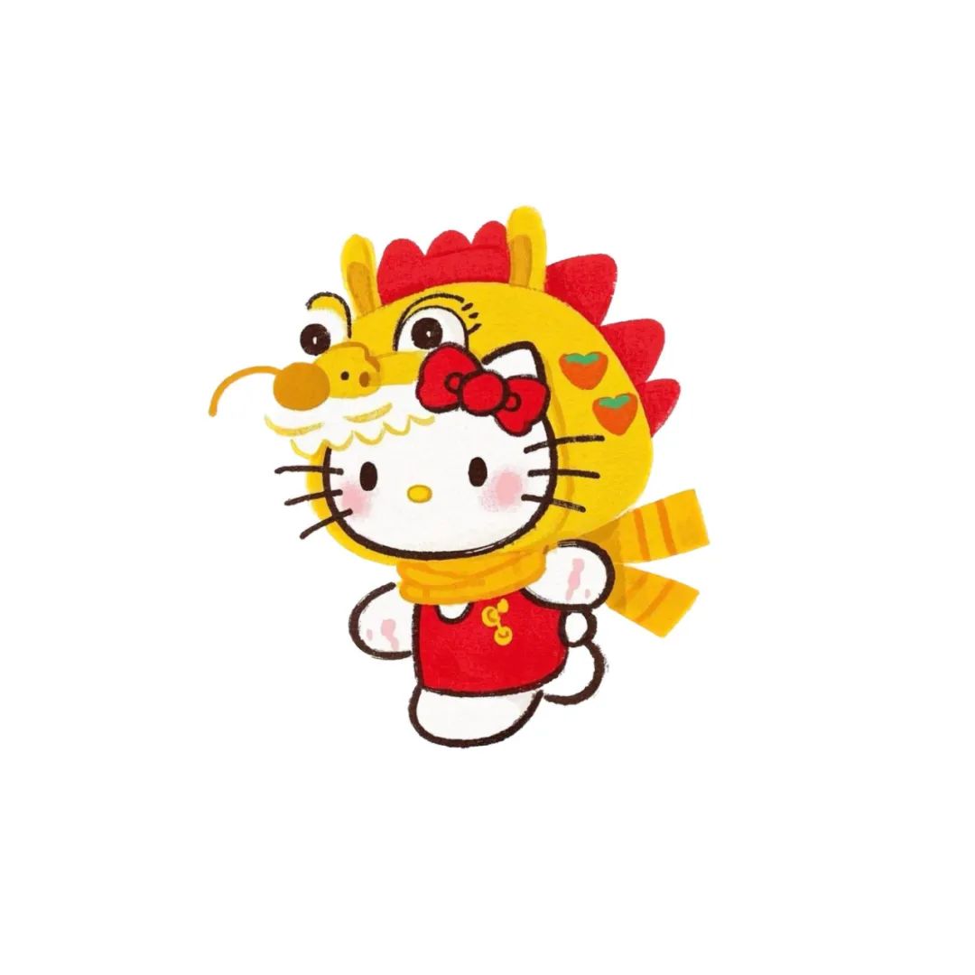 可爱的Hello Kitty化身龙年形象，喜庆又萌趣 男女头像｜好喜欢这组动漫真人头像表情包图片gif动图 - 求表情网,斗图从此不求人!