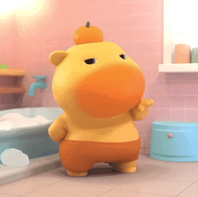 可爱河马头顶橘子，呆萌模样超有趣 水豚噜噜|黄色河马表情包(新)表情包图片gif动图 - 求表情网,斗图从此不求人!