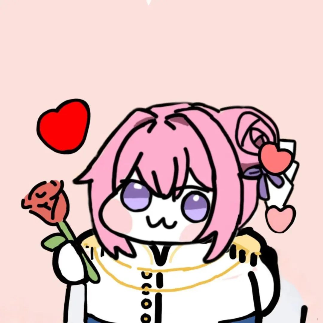 粉发萌妹手持玫瑰，爱心环绕，尽显可爱浪漫风情 80个doro表情包合集表情包图片gif动图 - 求表情网,斗图从此不求人!