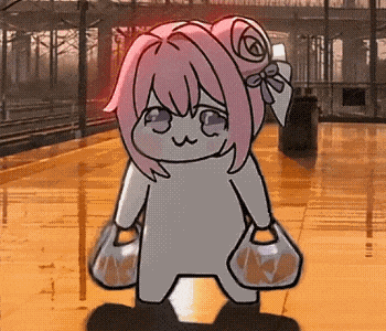 可爱卡通人物手提袋子，表情呆萌站在站台上 最新doro表情包（动图）表情包图片gif动图 - 求表情网,斗图从此不求人!