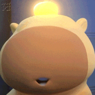 呆萌河马头顶发光，微张嘴巴的可爱模样萌翻啦 卡皮巴拉水豚噜噜表情包表情包图片gif动图 - 求表情网,斗图从此不求人!