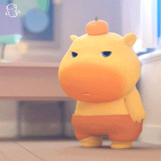 可爱河马头顶橘子，呆萌模样超有趣 水豚噜噜|黄色河马表情包(新)表情包图片gif动图 - 求表情网,斗图从此不求人!