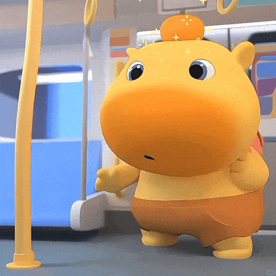 可爱的卡通河马在地铁中，表情呆萌惹人爱 表情包丨水豚噜噜表情合集（12）表情包图片gif动图 - 求表情网,斗图从此不求人!