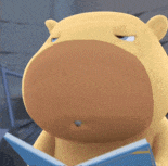 呆萌河马认真看书，一脸严肃超可爱的样子 水豚噜噜表情包动图大全表情包图片gif动图 - 求表情网,斗图从此不求人!