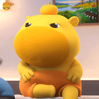 呆萌黄色小河马玩偶，一脸憨态可掬的模样超可爱 全网最新水豚噜噜动态表情包来喽表情包图片gif动图 - 求表情网,斗图从此不求人!