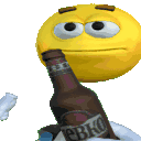 黄色表情手拿啤酒瓶，一脸无奈的搞笑模样 抽象实用表情包表情包图片gif动图 - 求表情网,斗图从此不求人!