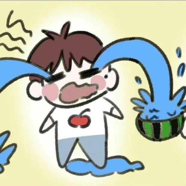 可爱卡通男孩被水从头浇下一脸无奈的搞笑头像 男女头像｜我的可爱分你一半表情包图片gif动图 - 求表情网,斗图从此不求人!