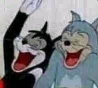 《猫和老鼠》中的汤姆和杰瑞开心大笑，画面超欢乐 表情包 | 有病赶紧治表情包图片gif动图 - 求表情网,斗图从此不求人!