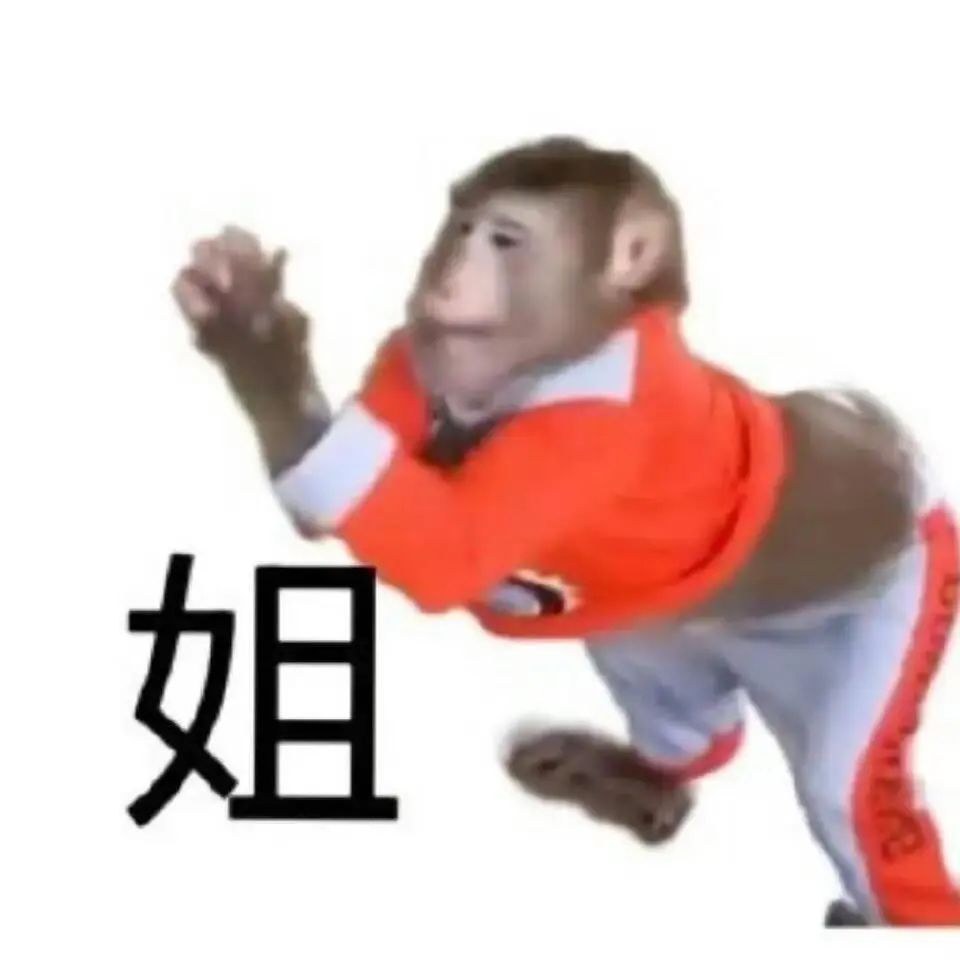 穿着红衣的猴子动感十足，旁边配字“姐”的搞笑表情包 表情包 快点说爱我表情包图片gif动图 - 求表情网,斗图从此不求人!