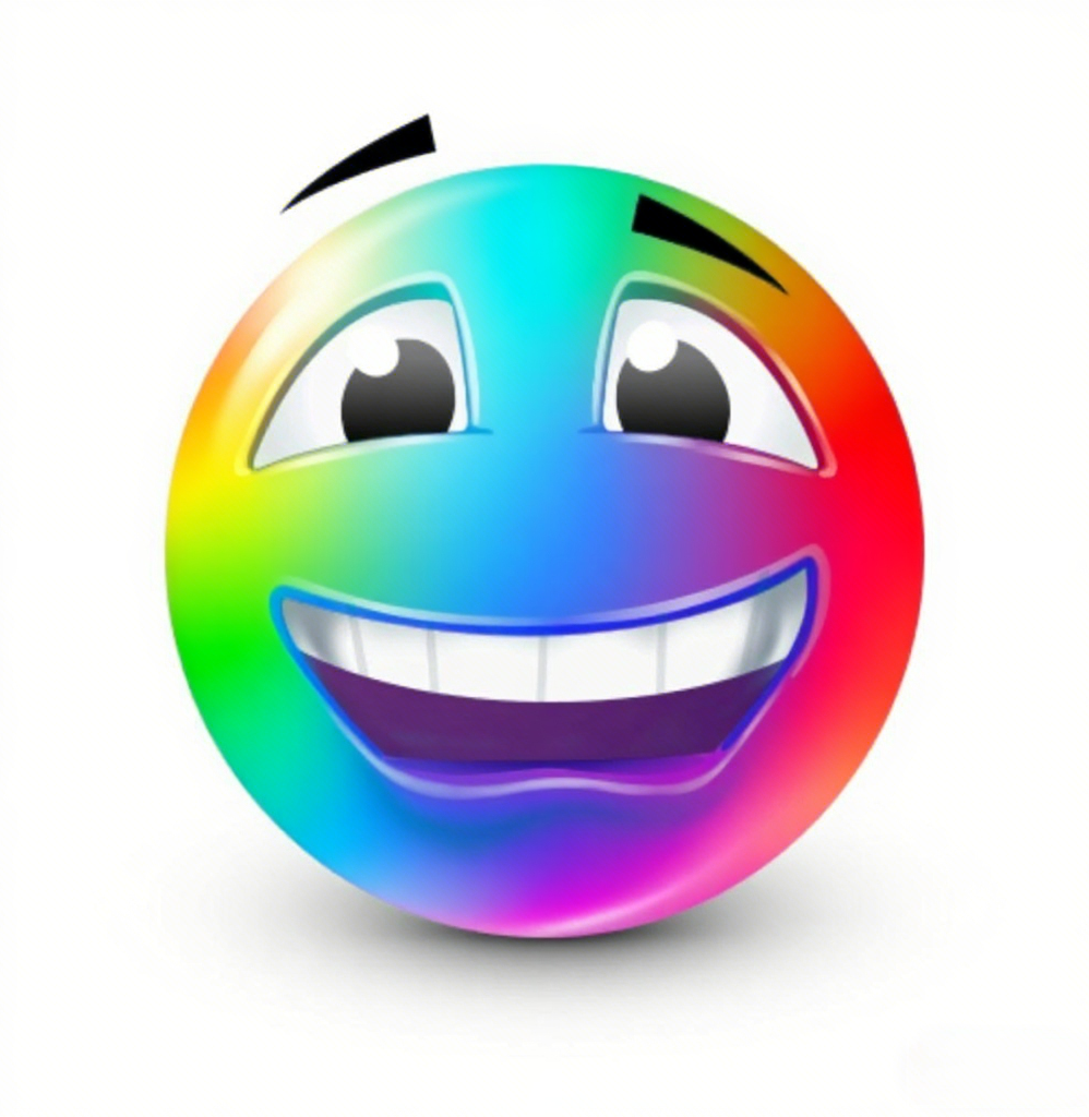 彩虹色的笑脸表情，超级开心的样子 彩色emoji表情包：如何呢 又能怎？表情包图片gif动图 - 求表情网,斗图从此不求人!