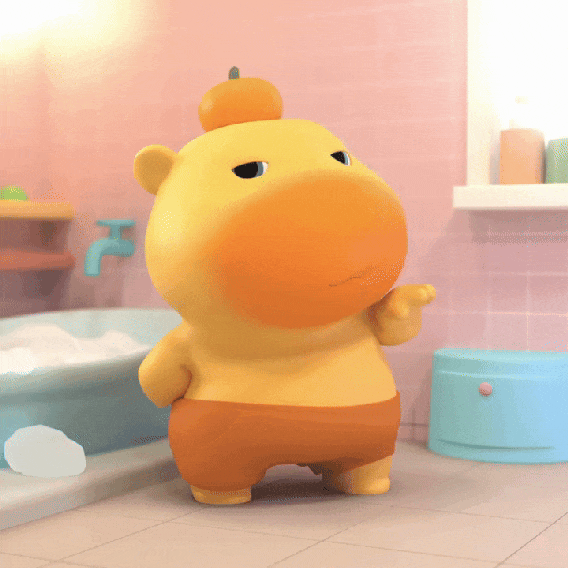 可爱河马玩偶在浴室，表情呆萌似有话要说 表情包丨我的上班日常表情包图片gif动图 - 求表情网,斗图从此不求人!