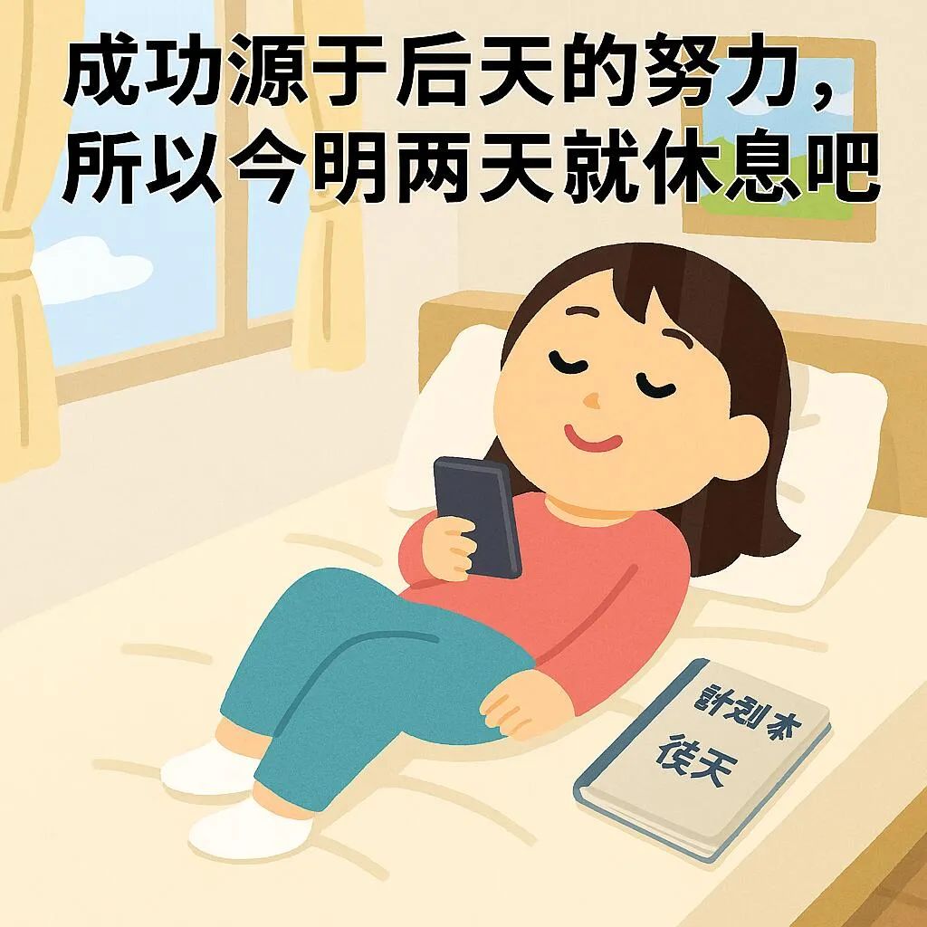 《躺平式努力：女孩床上玩手机，计划本变“徒天”》 表情包丨人未老，想低保表情包图片动图 求表情网 斗图从此不求人