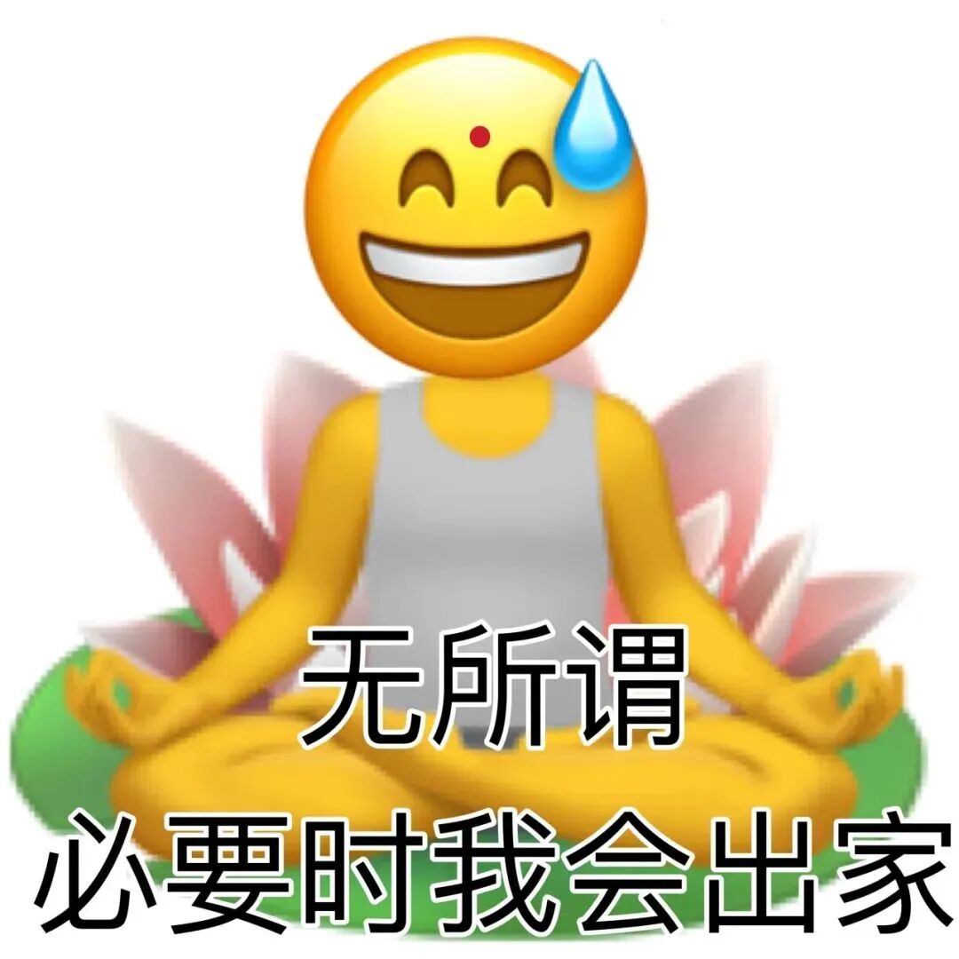 打坐流汗笑，配文“无所谓，必要时我会出家” 表情包：我们天下第一好表情包图片动图 求表情网斗图从此不求人 8569