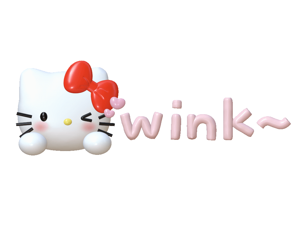 Hello Kitty wink眨眼，粉色wink~爱心萌趣可爱 nomad 3D文字表情包表情包图片gif动图 - 求表情网,斗图从此不求人!