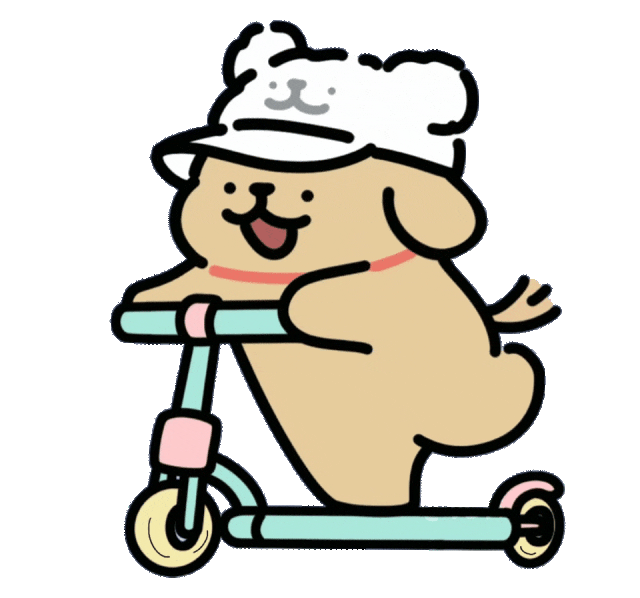 可爱线条小狗撒娇动态表情包 戴着帽子的可爱小狗开心地骑着滑板车，萌态十足表情包图片gif动图 - 求表情网,斗图从此不求人!